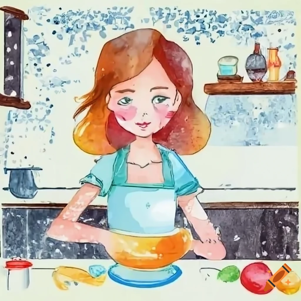 White woman with short haire cooking in her kitchen