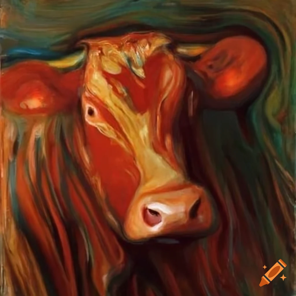 The Red Heifer painted by Edwin Munch on Craiyon
