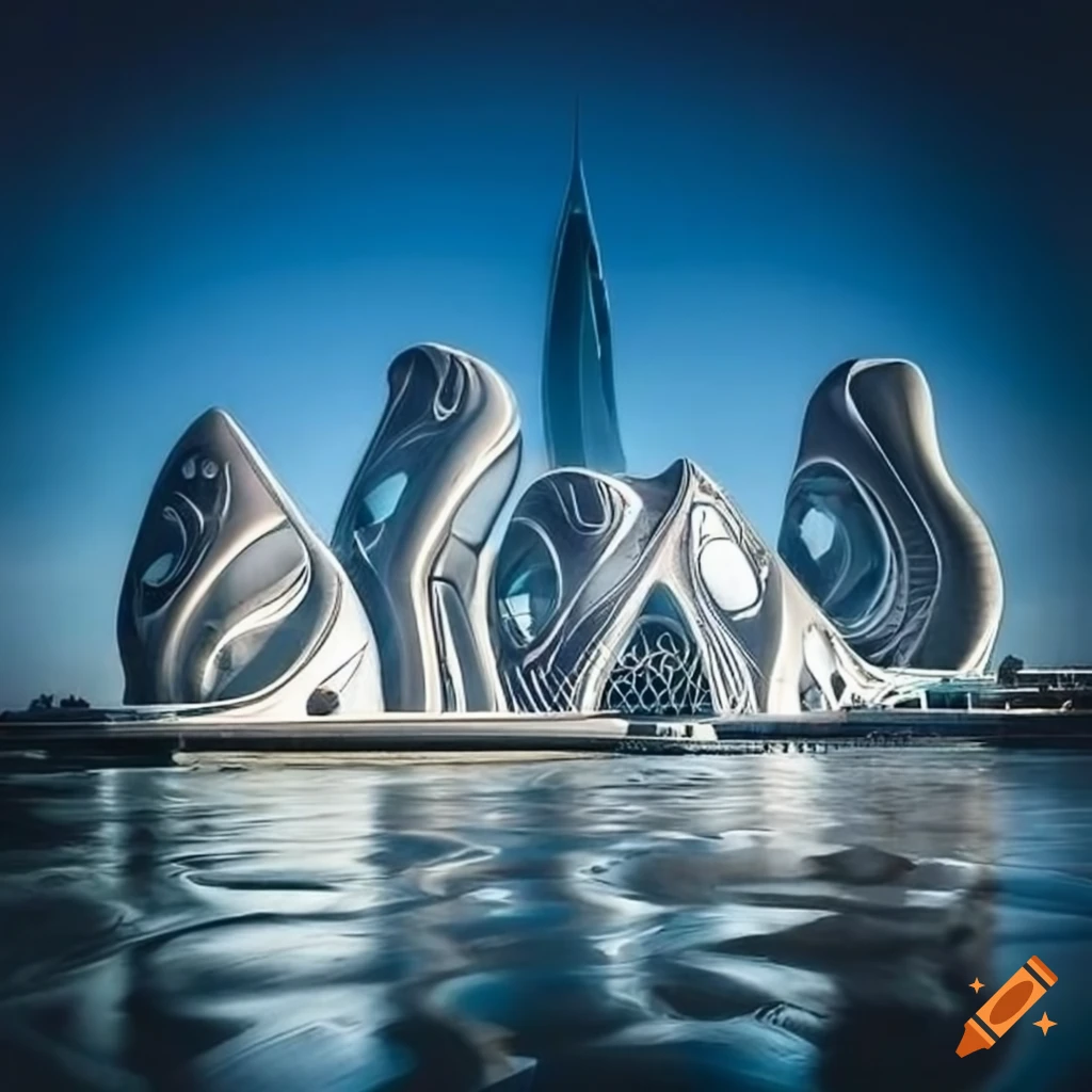 Futuristic scifi alien city, undulating biomorphic architecture by ...