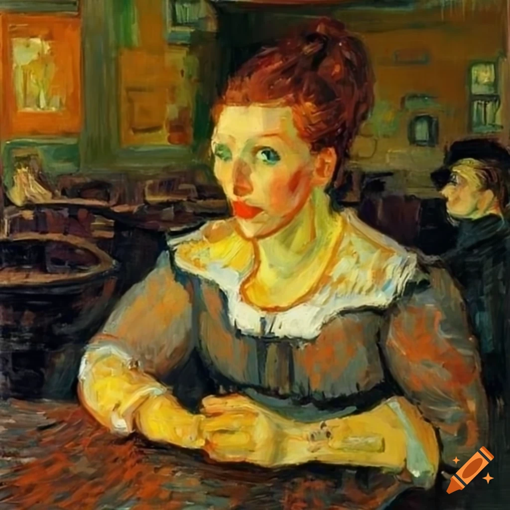 2 women in a cafe; van gogh, post impressionist
