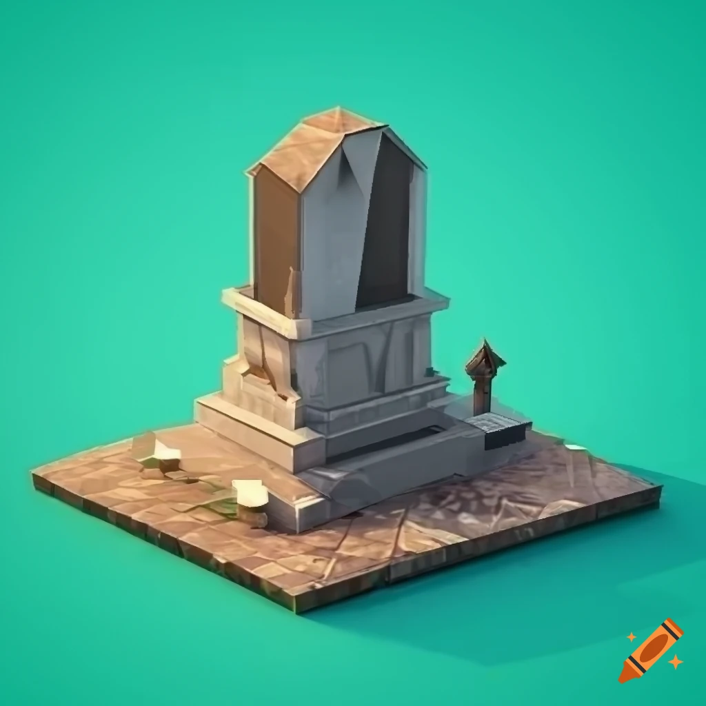 Cementerio estilo low poly 3d