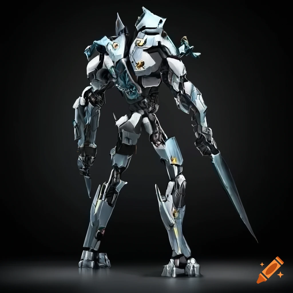 Mecha character, white background