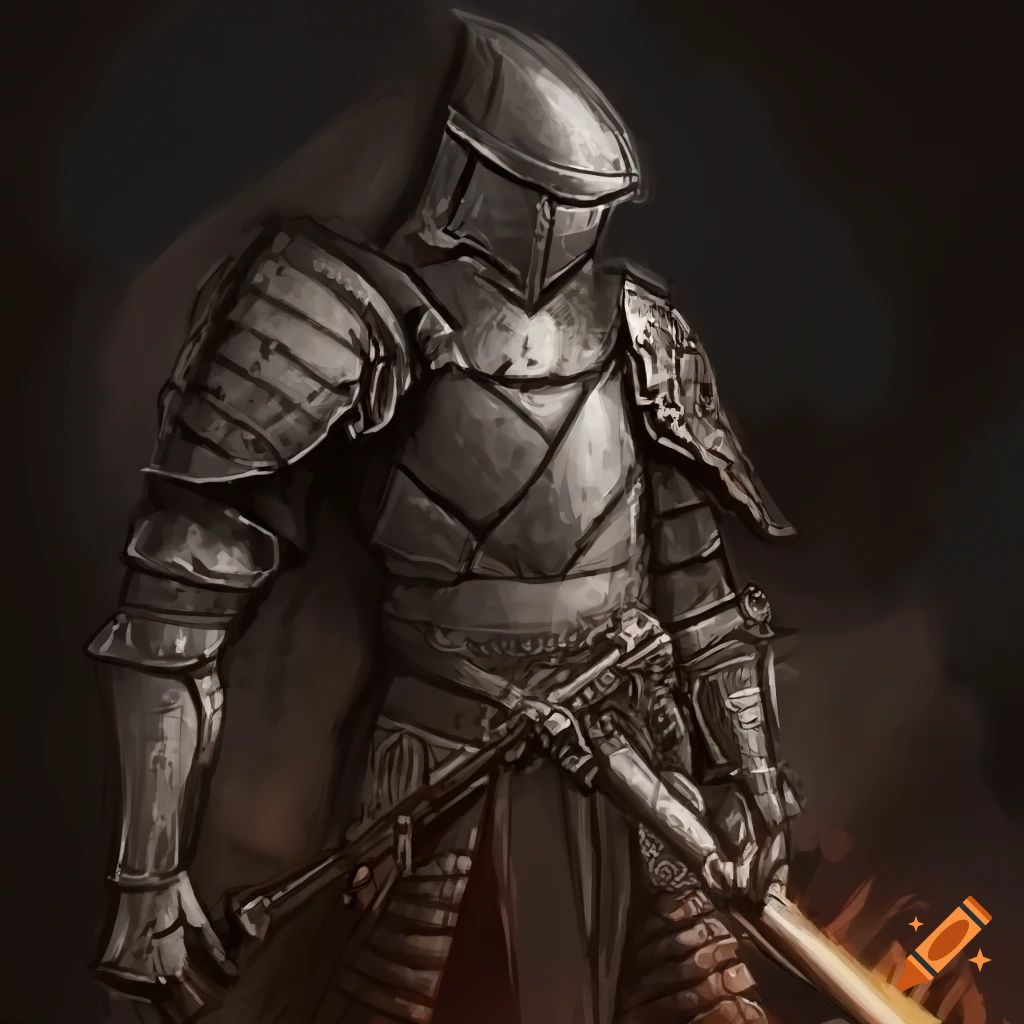 Dragon soldier wearing full plate armor on Craiyon
