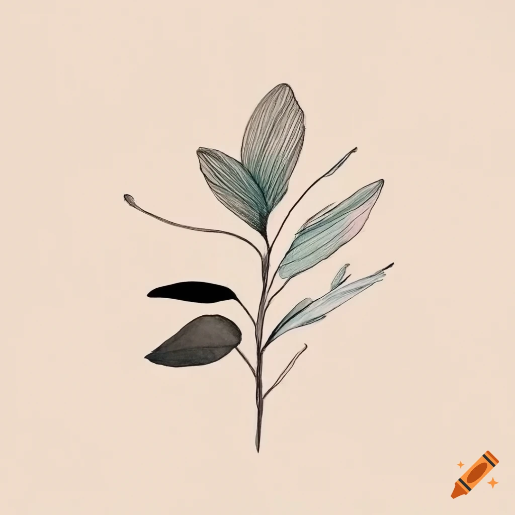 Botanical minimal drawing sketch