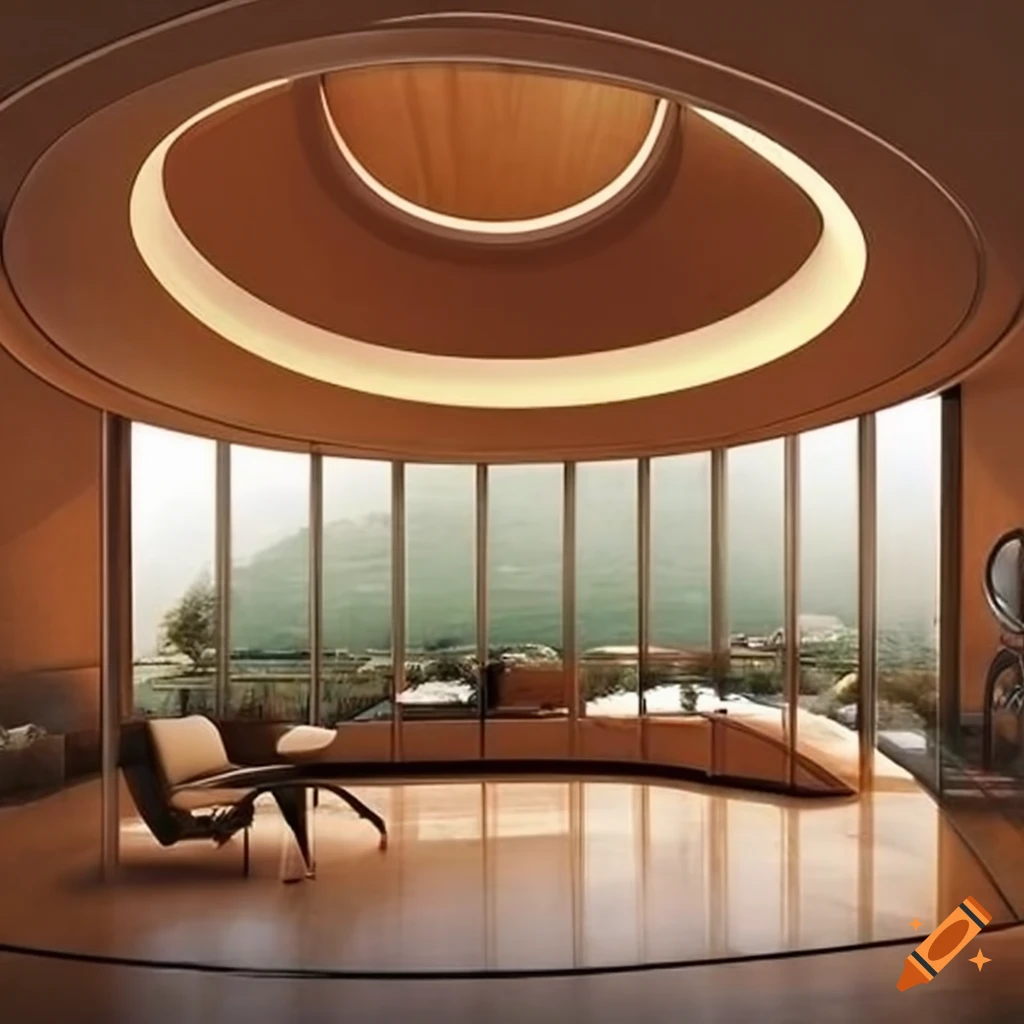 Curved architecture, daylight and outdoor views, high ceilings interior ...