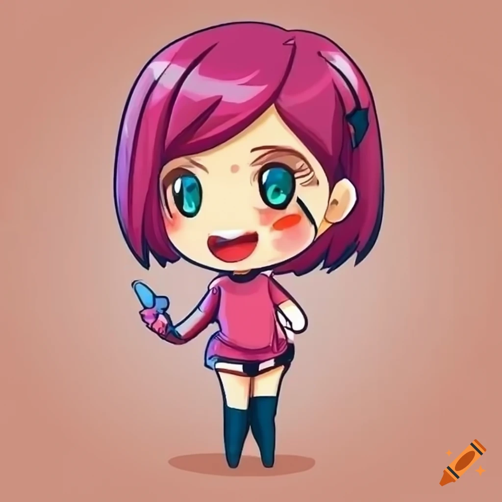 Confident cute unique humanoid chibi motivational mascot on Craiyon