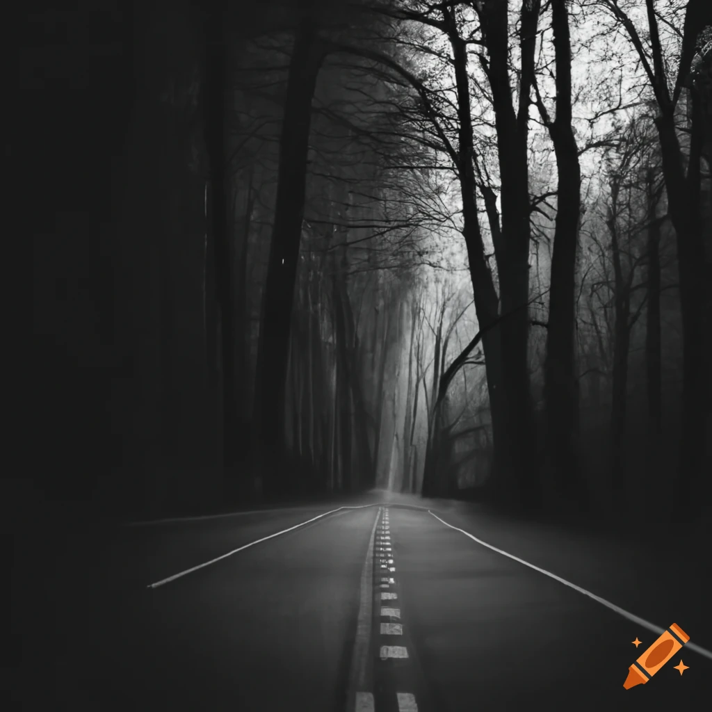 Dark road on Craiyon