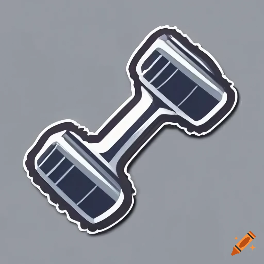 Sticker with white outline. dumbbells