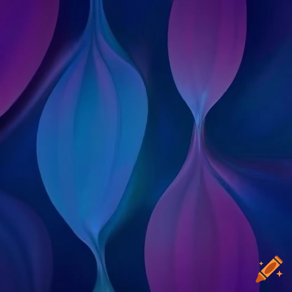 An abstract design of interlocking leaves in indigo tones