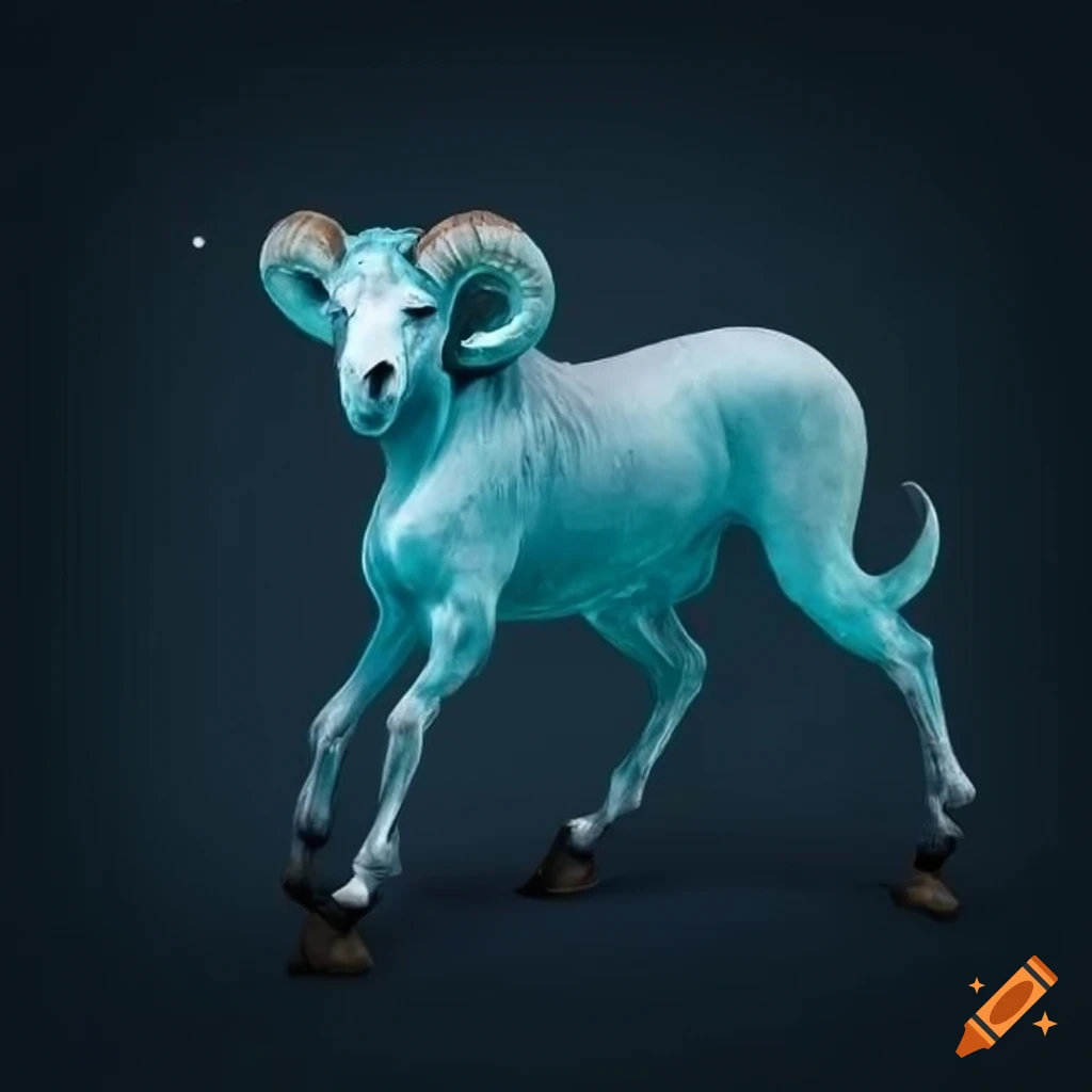 A mythical fantasy half ram half horse creature