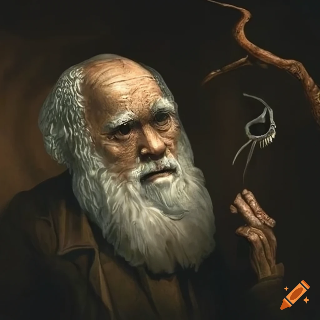 Darwin with fossils