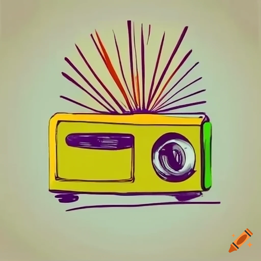 A yellow projector that is projecting a netflix intro on a white wall ...