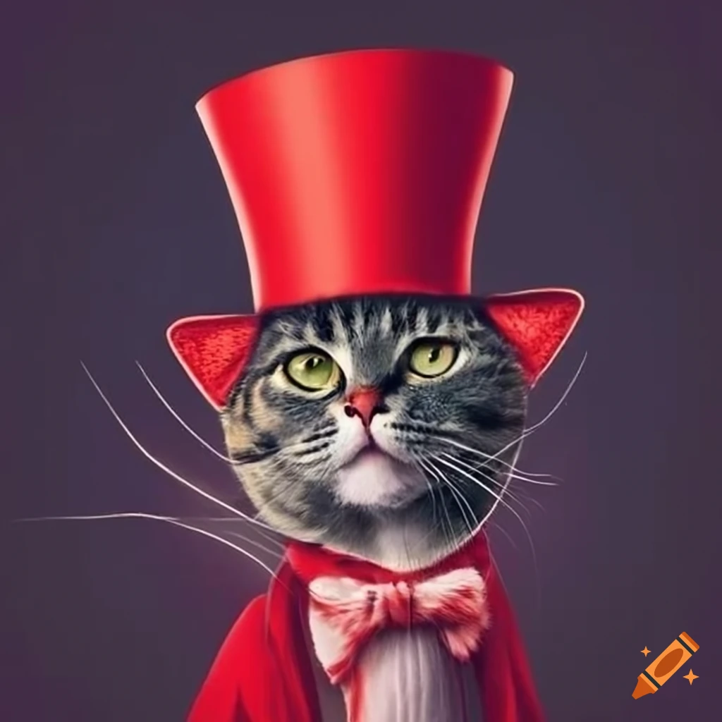 Cat in red top hat
