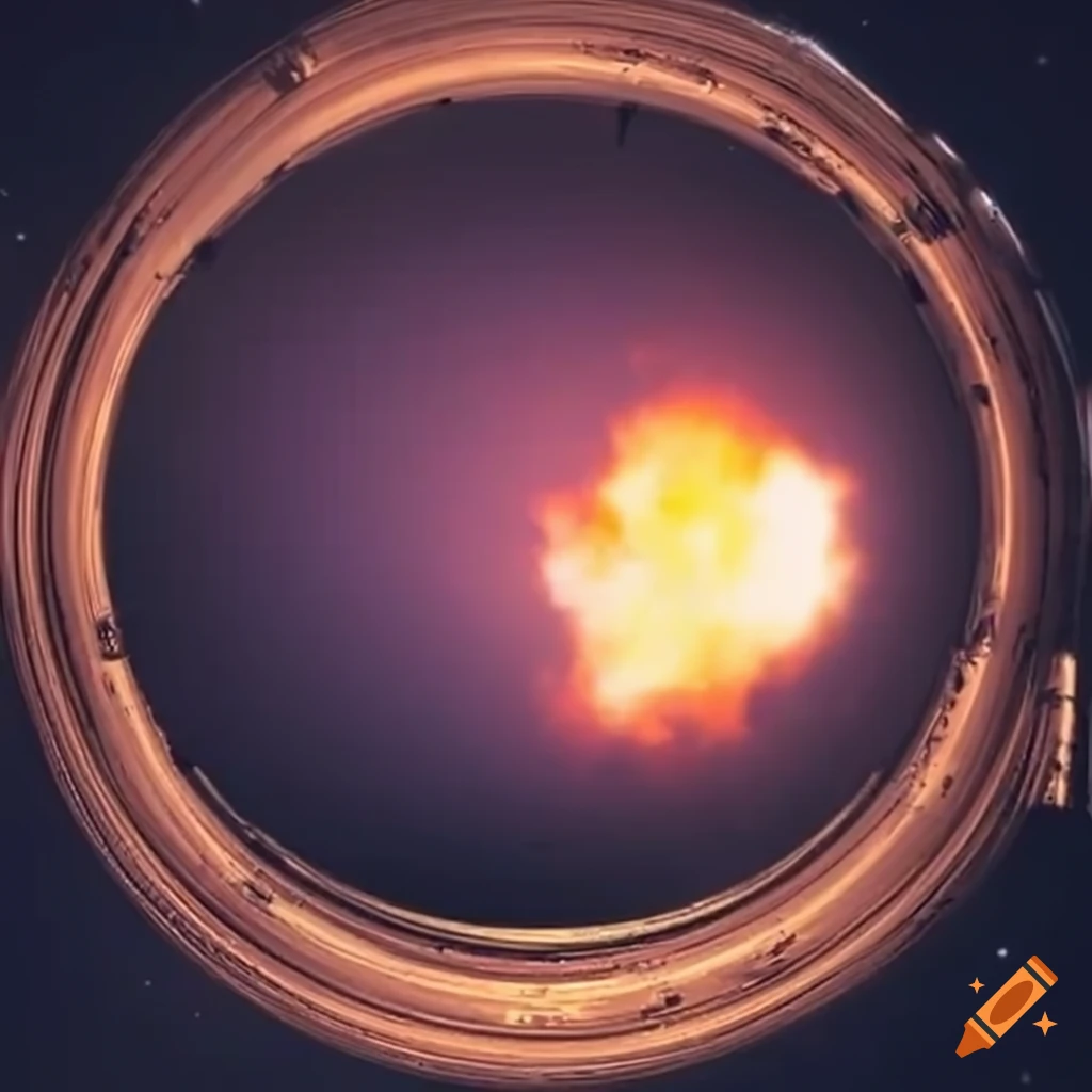 A star explosion seen from a porthole of a spaceship on Craiyon