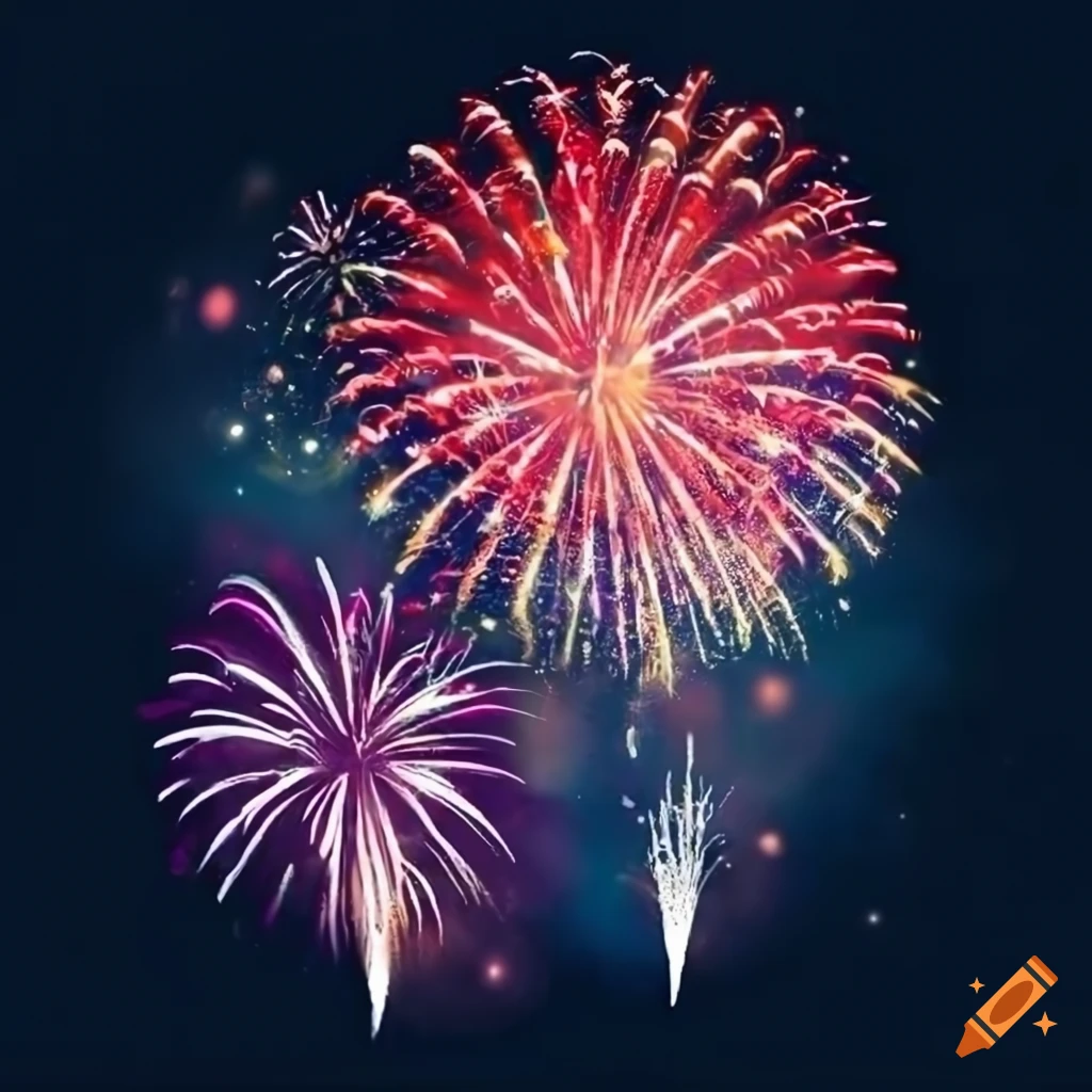 Beautiful fireworks in watercolor style on Craiyon