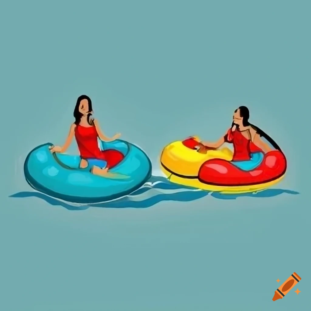2d illustration two bumper boats crashed into each other on Craiyon