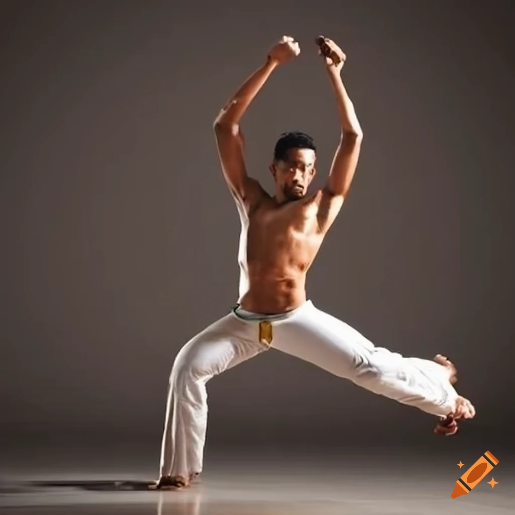 A capoeira fighter in action on Craiyon