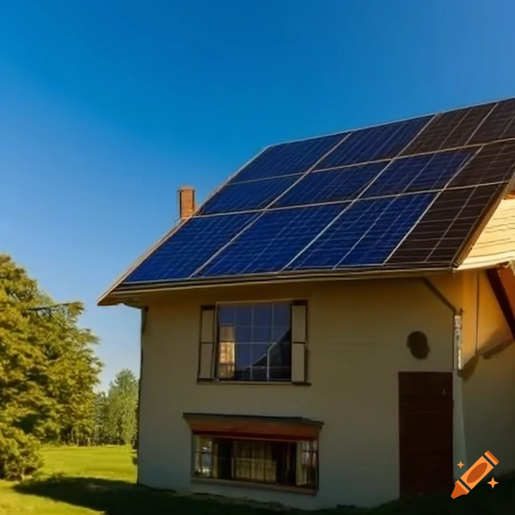 House with solar panel on a sunny day on Craiyon