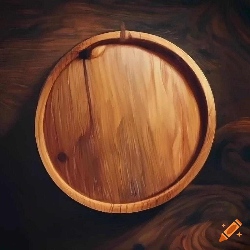 Round wooden lid, painting