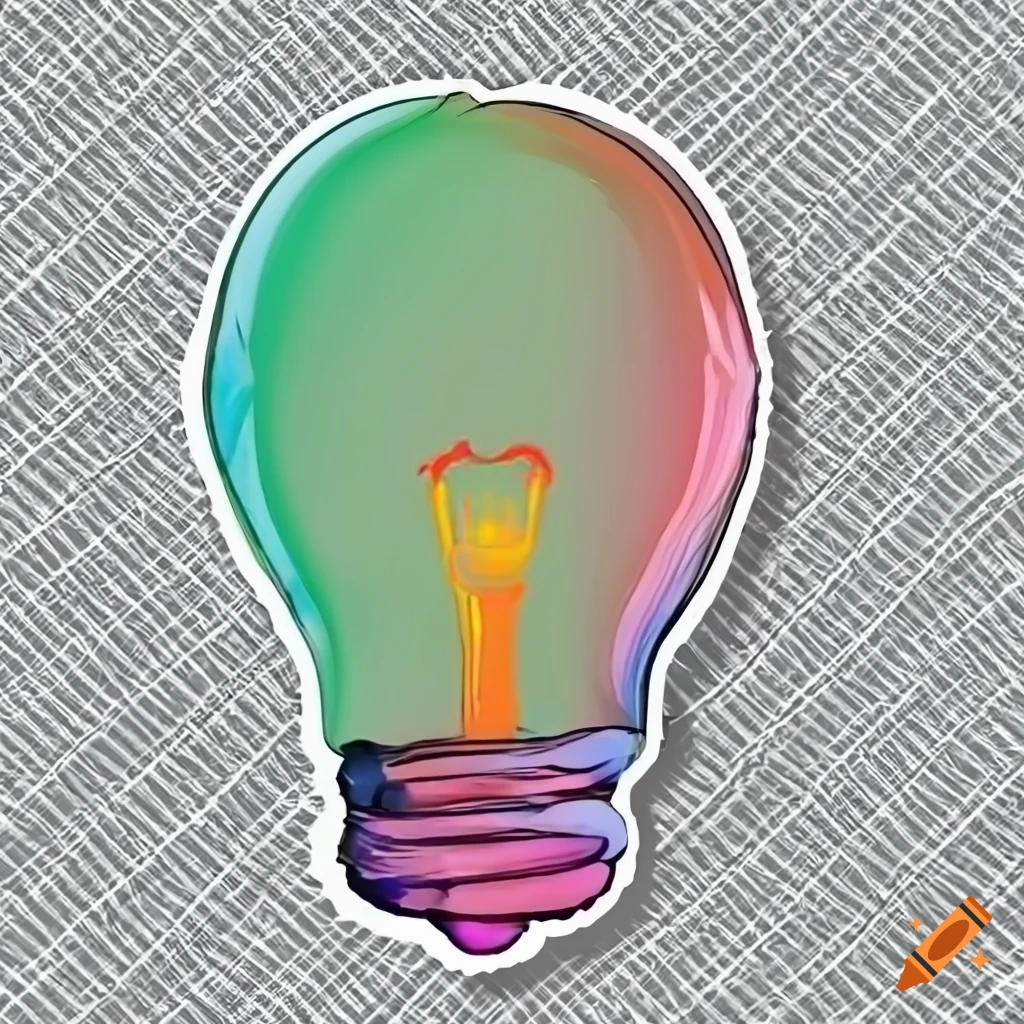 Sticker with white outline. light bulb. abstract on Craiyon