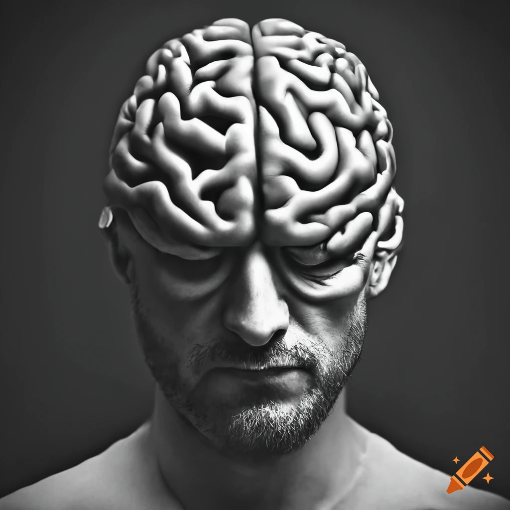 Black and white andrew huberman with a working brain on Craiyon