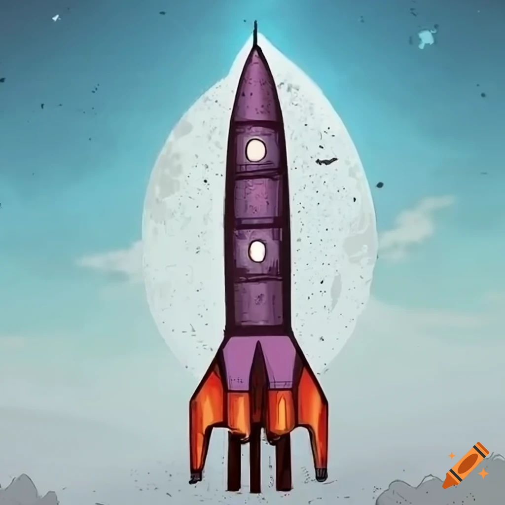 Create an extremely detailed surreal moon rocket in comic style on Craiyon