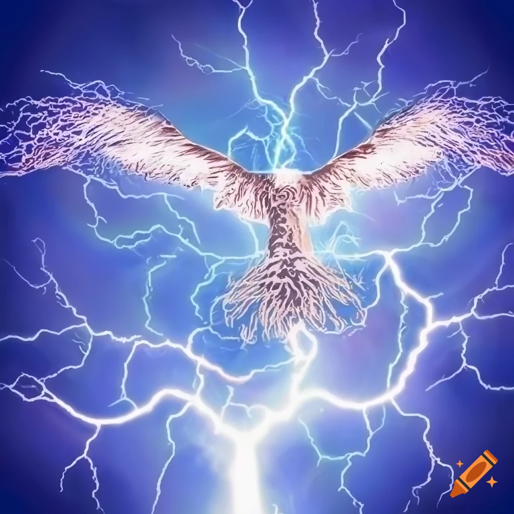 Lightning tree of life, symbolic, white background, thunder lightning ...