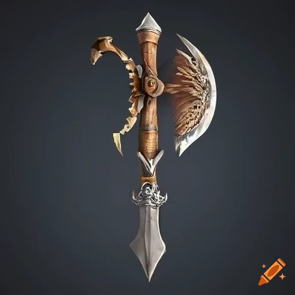 A hellebarde weapon on Craiyon