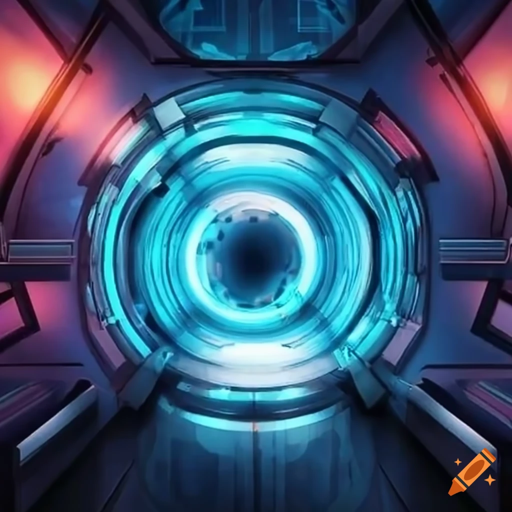 Time portal opening in an office on Craiyon