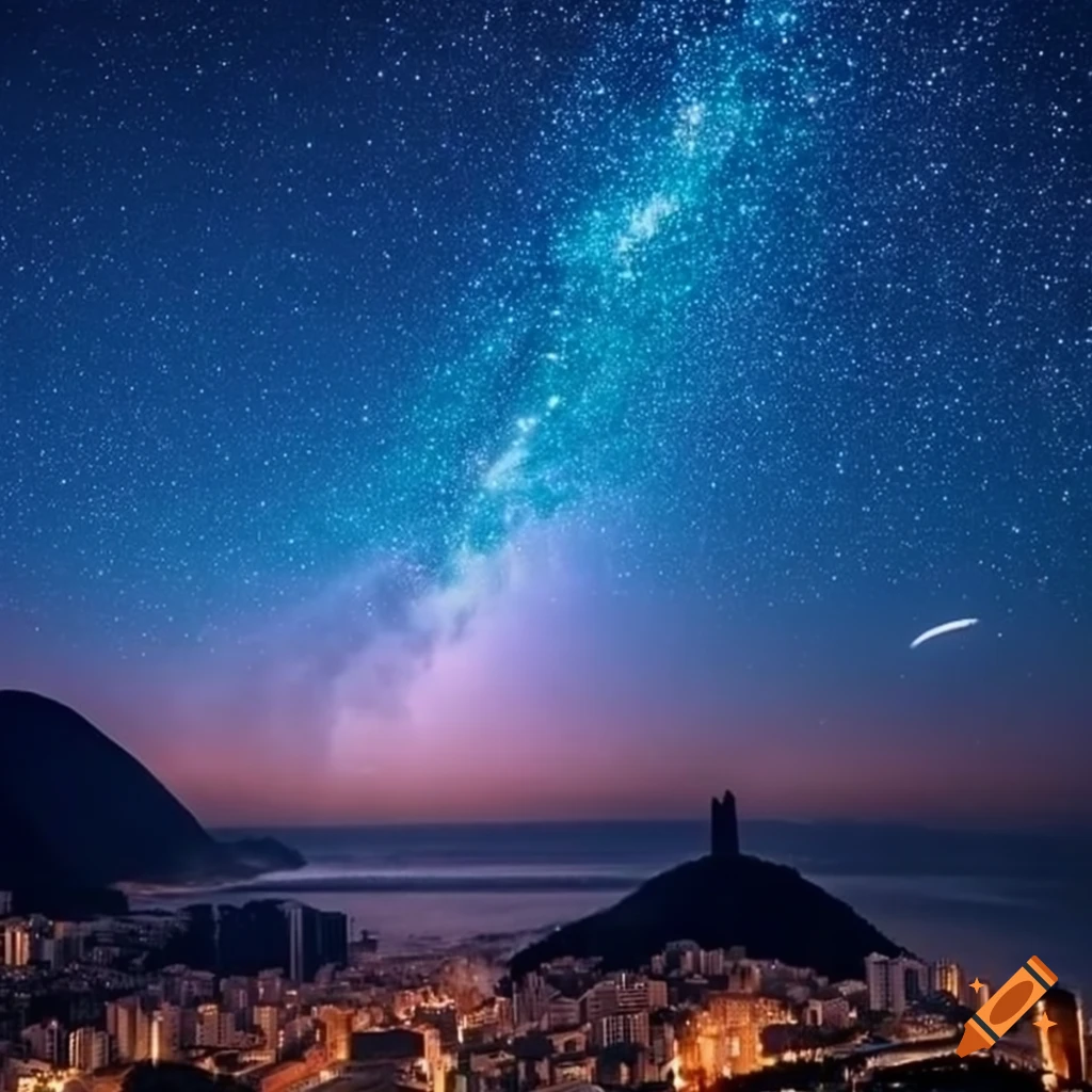 Rio de janeiro com um céu estrelado