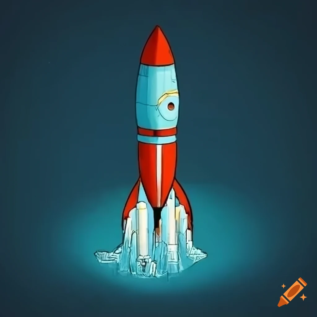 Create an extremely detailed surreal moon rocket in comic style