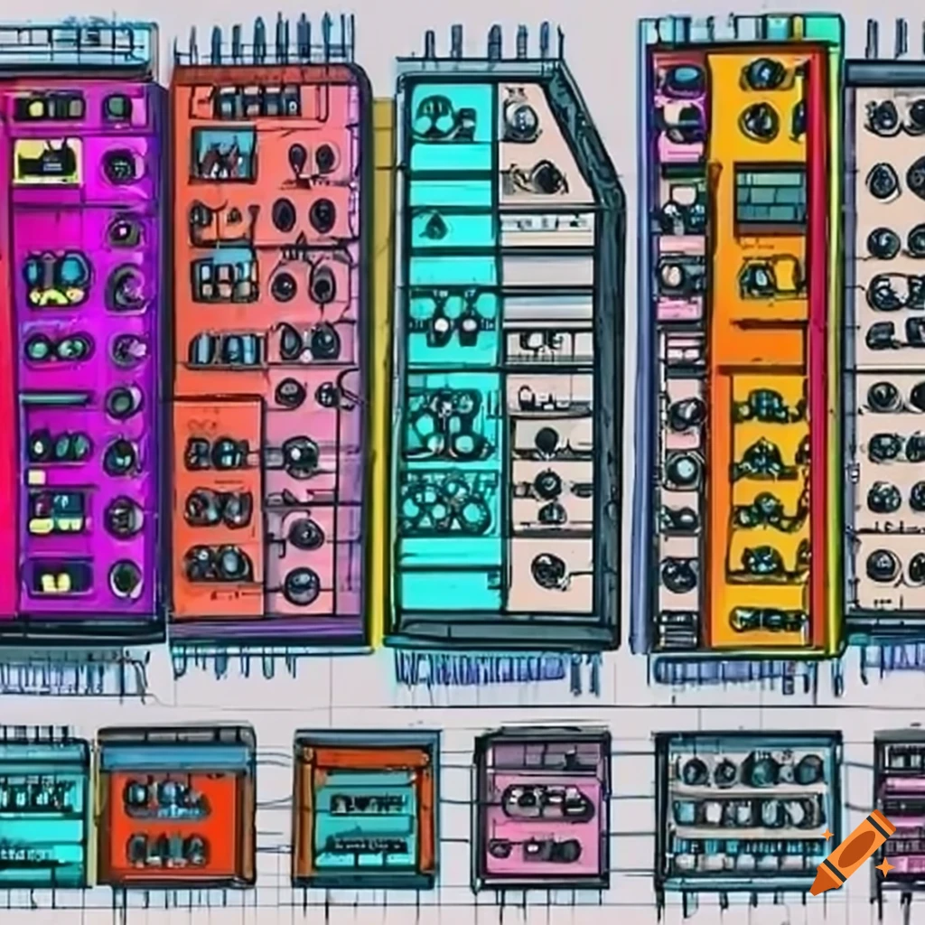 Modular synth made out of bar elements