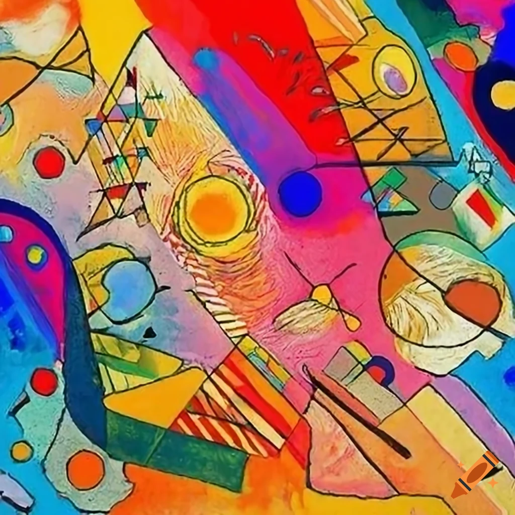 Color woodcut art print by kandinsky with striking texture and design ...