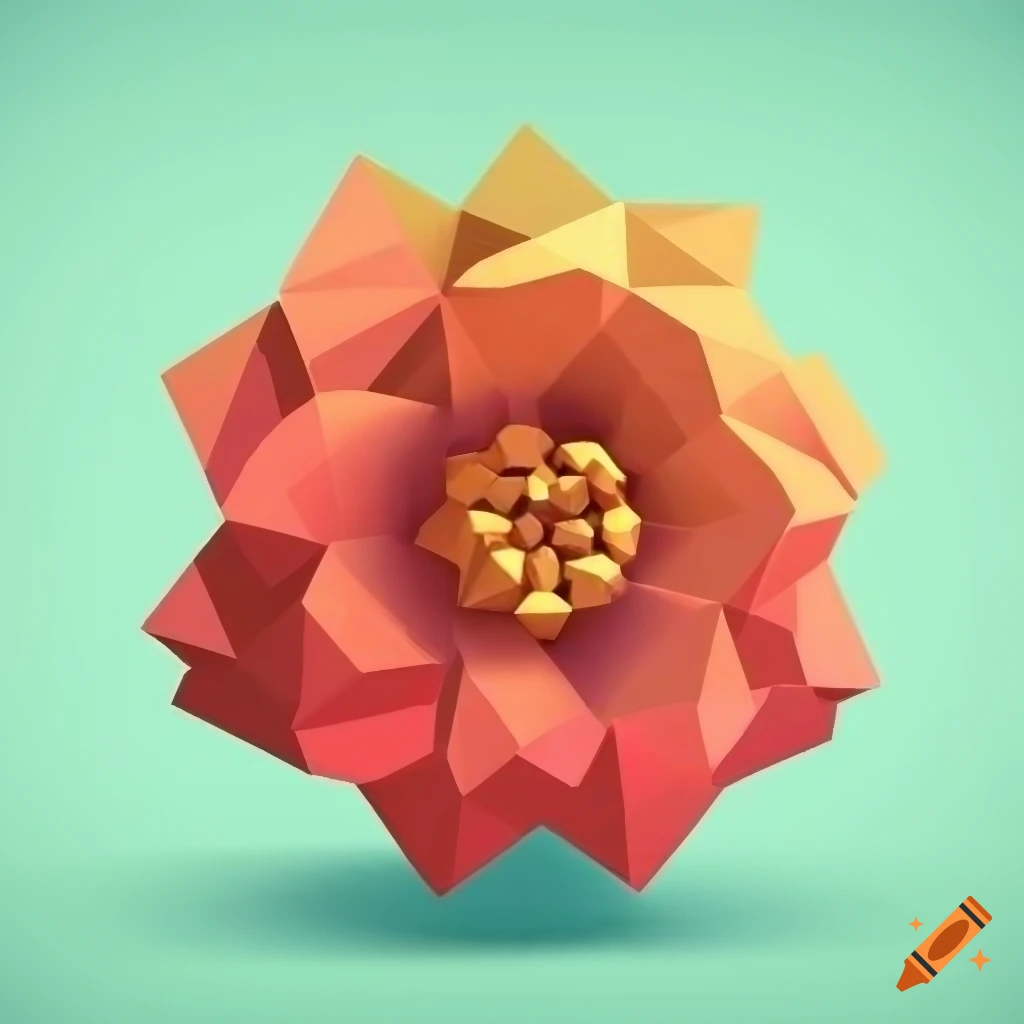 Icono de campo flores en 3d low poly