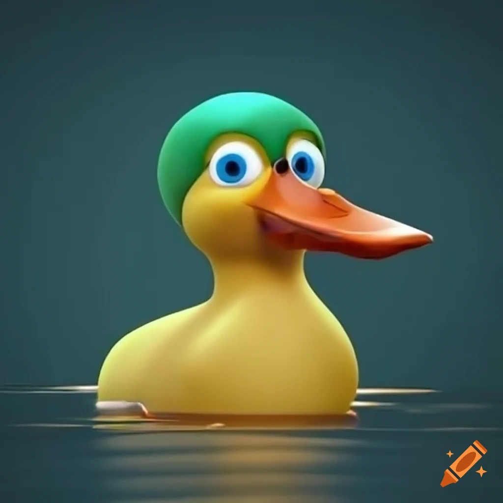 Comical 3d duck using a computer