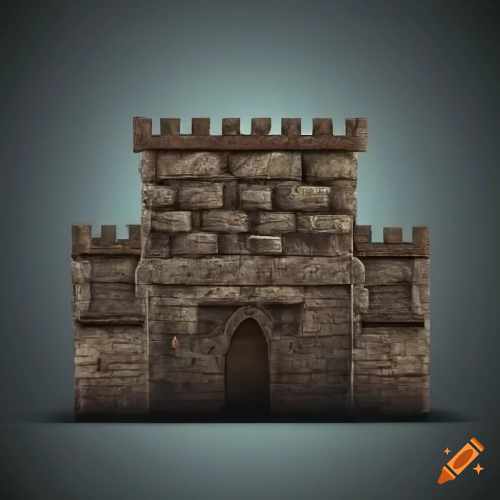 Medieval wall, sideview for 2d game design, on grey background