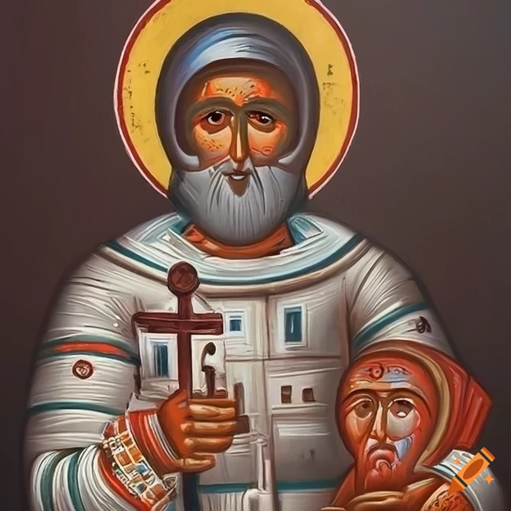 Greek orthodox byzantine icon painting of astronaut