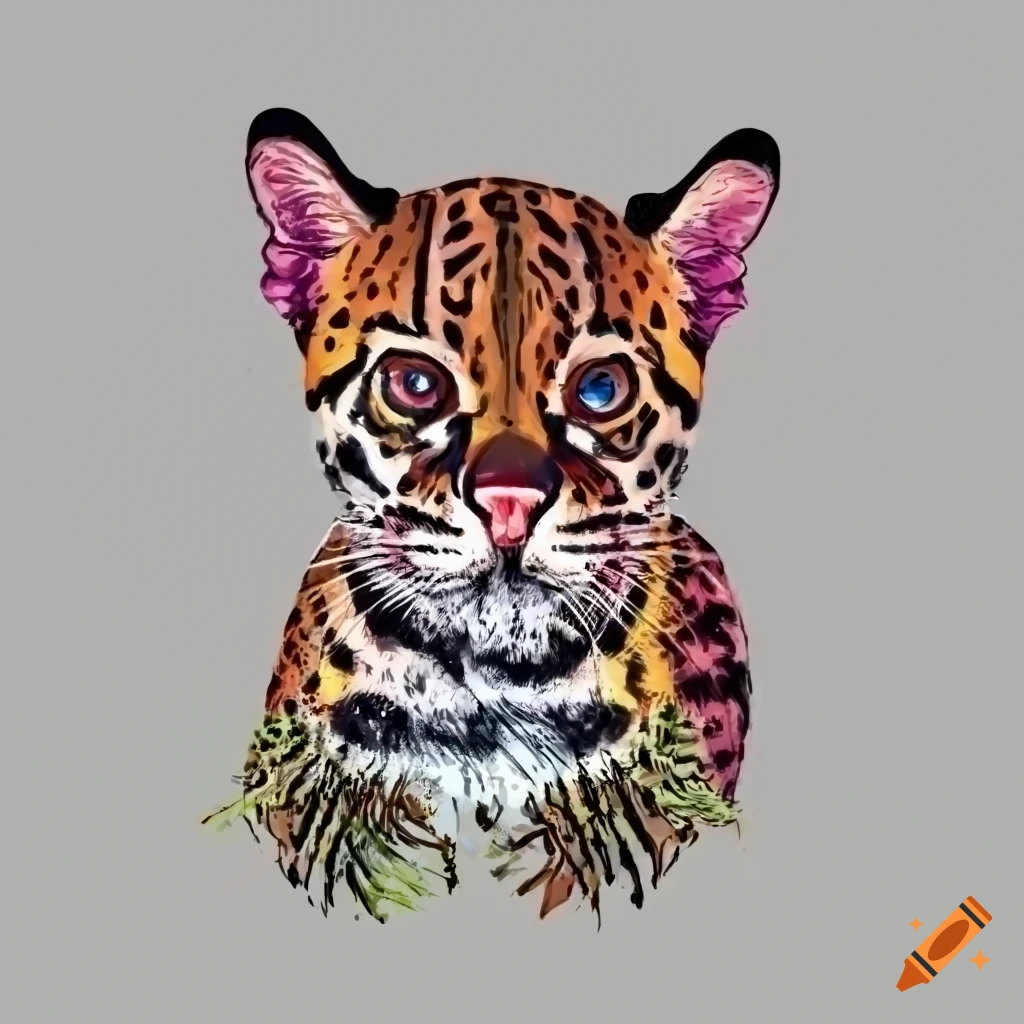 Sketch of ocelot laying down with transparent background on Craiyon