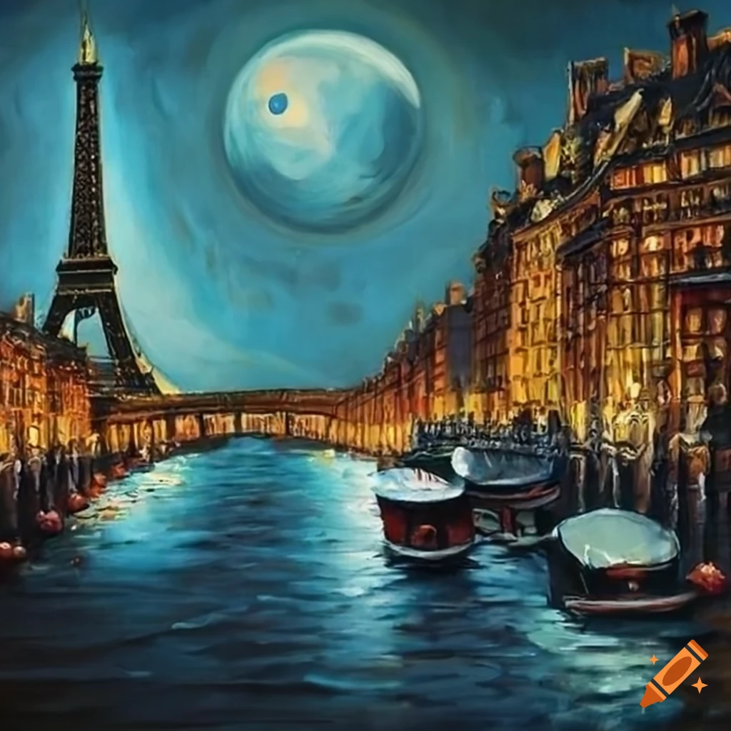 Surrealist painting of paris on Craiyon