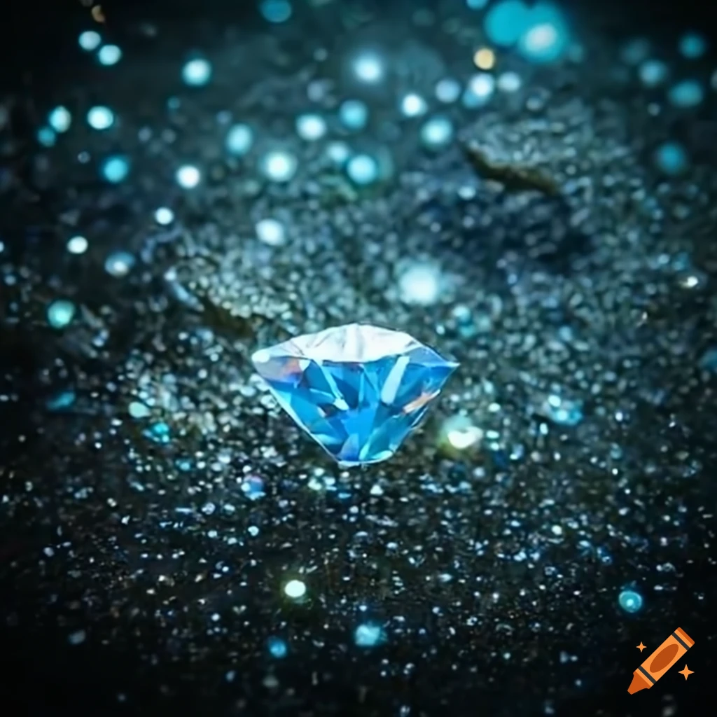 A sparkling diamond resting on the ocean floor