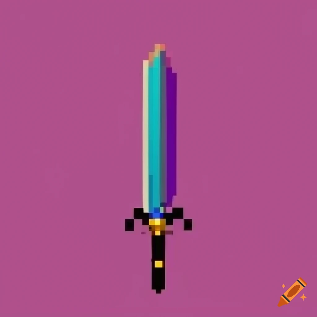 Pixel art sword with plain magenta background