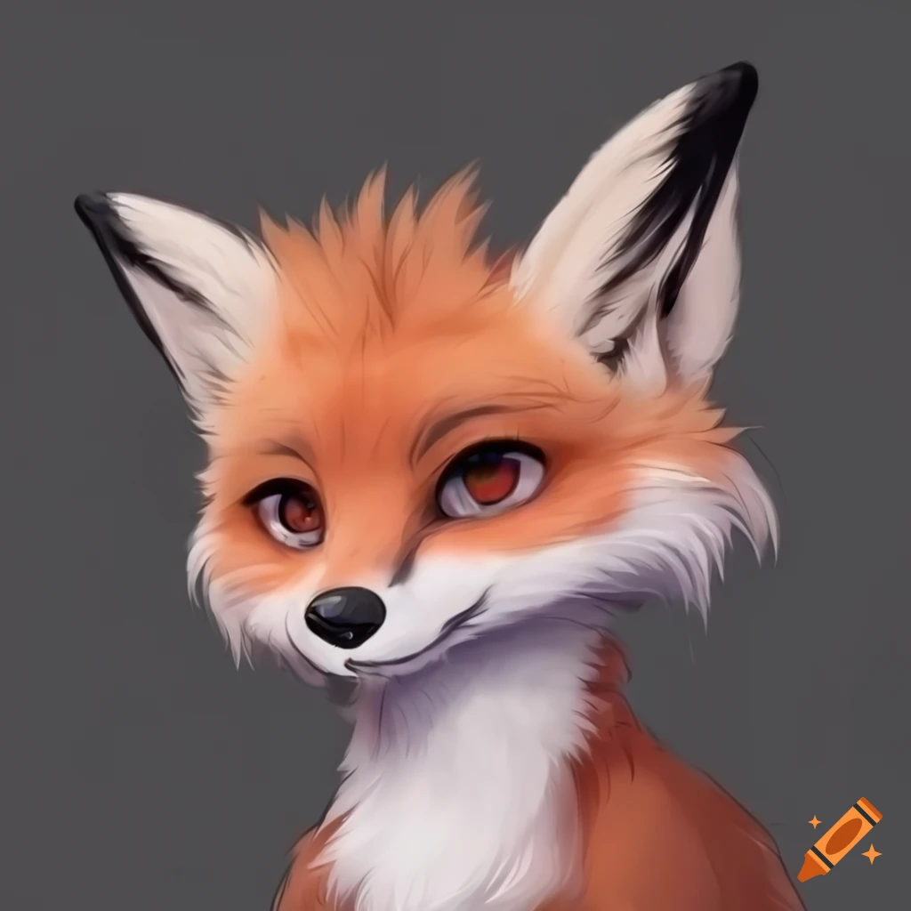 Furry fox headshot, cute, long ears