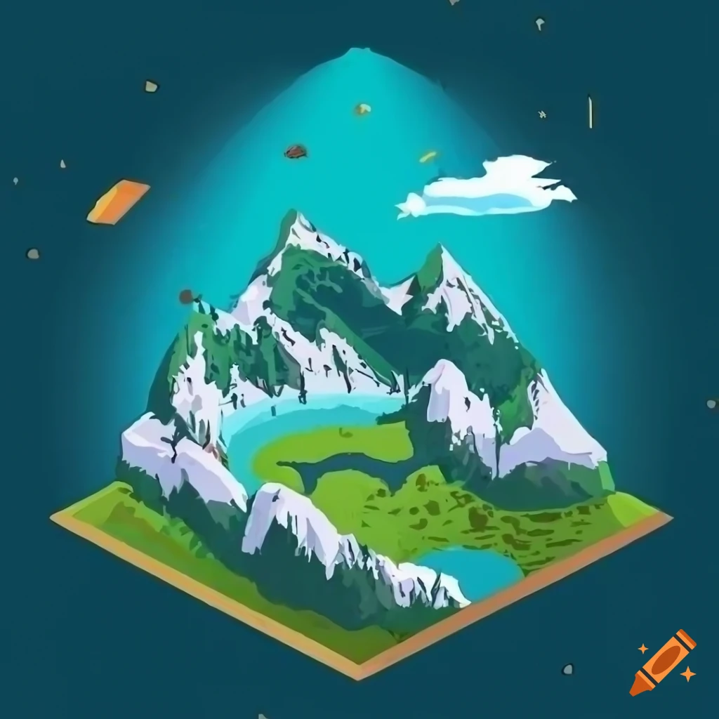 Mountain landscape roads immersive illustration minimalistic logo of a ...