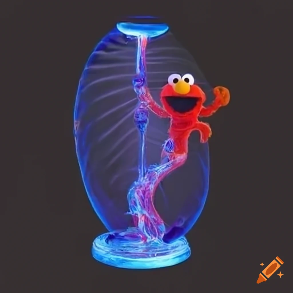 Elmo-shaped plasma figure with bright, dynamic waves on Craiyon