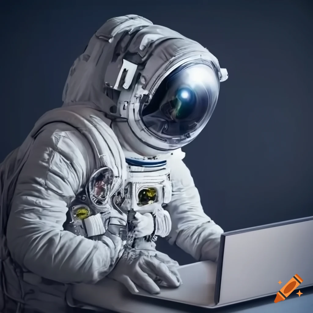 Astronaut using a computer