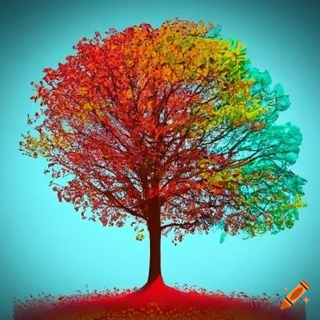 A tree with different color branches