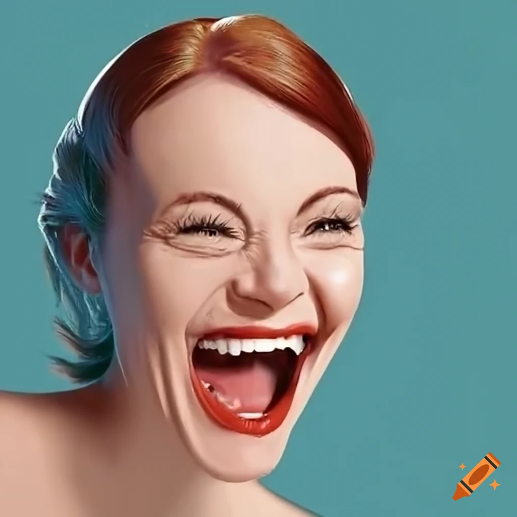 Beautiful laughter facial expression on Craiyon