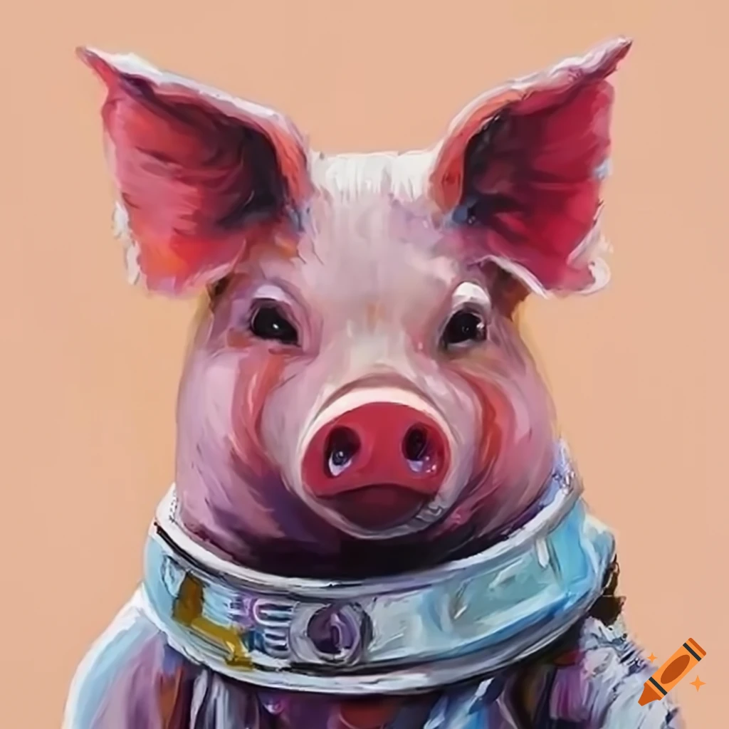Cute pig with space suit on Craiyon