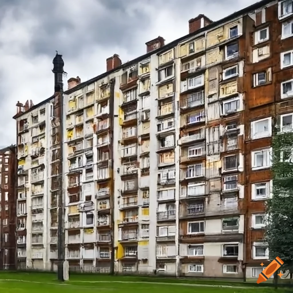 Typical polish block of flats on Craiyon