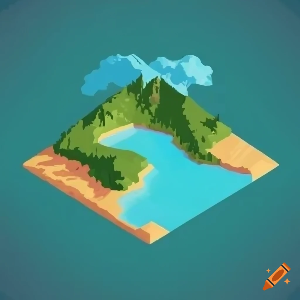 Mountain landscape immersive illustration minimalistic logo of a ...